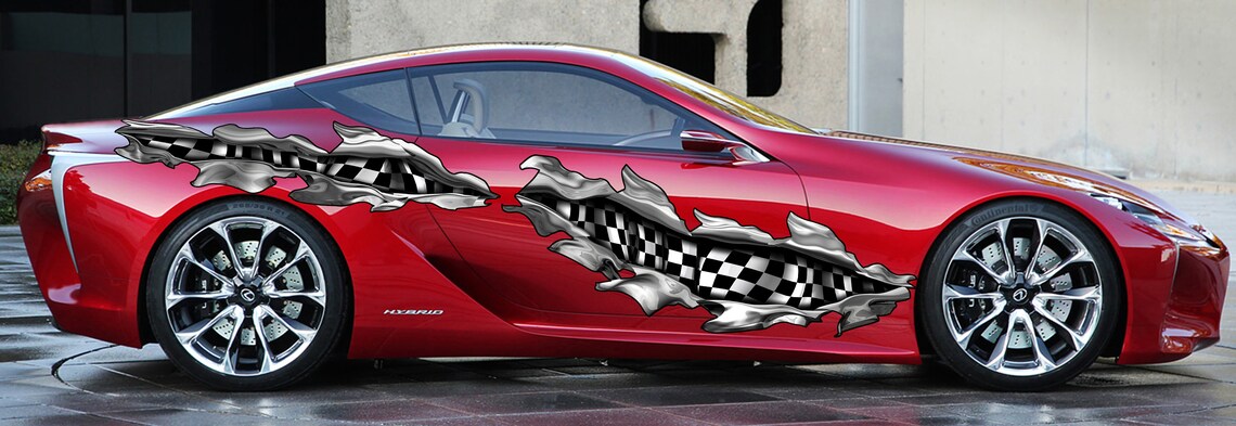 3D Checkered Flag Car Wrap Ripped Metal Racing Flag Car - Etsy