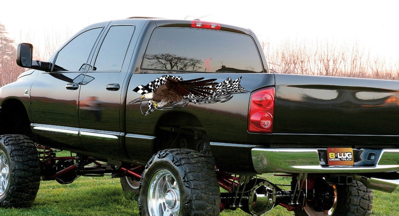 3D Bold Eagle Car Wrap Checkered Vinyl Racing Graphics - Etsy