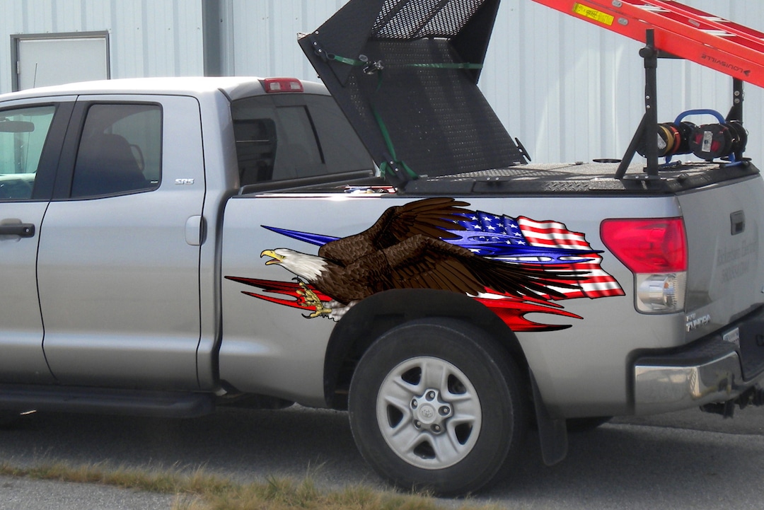 US Eagle Racing Flag Car Sticker American Pride, Tactical Large ...