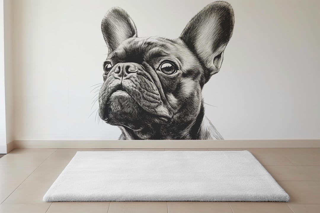French Bulldog Wall Decal – Monochrome Dog Vinyl Sticker for Pet Lovers ...