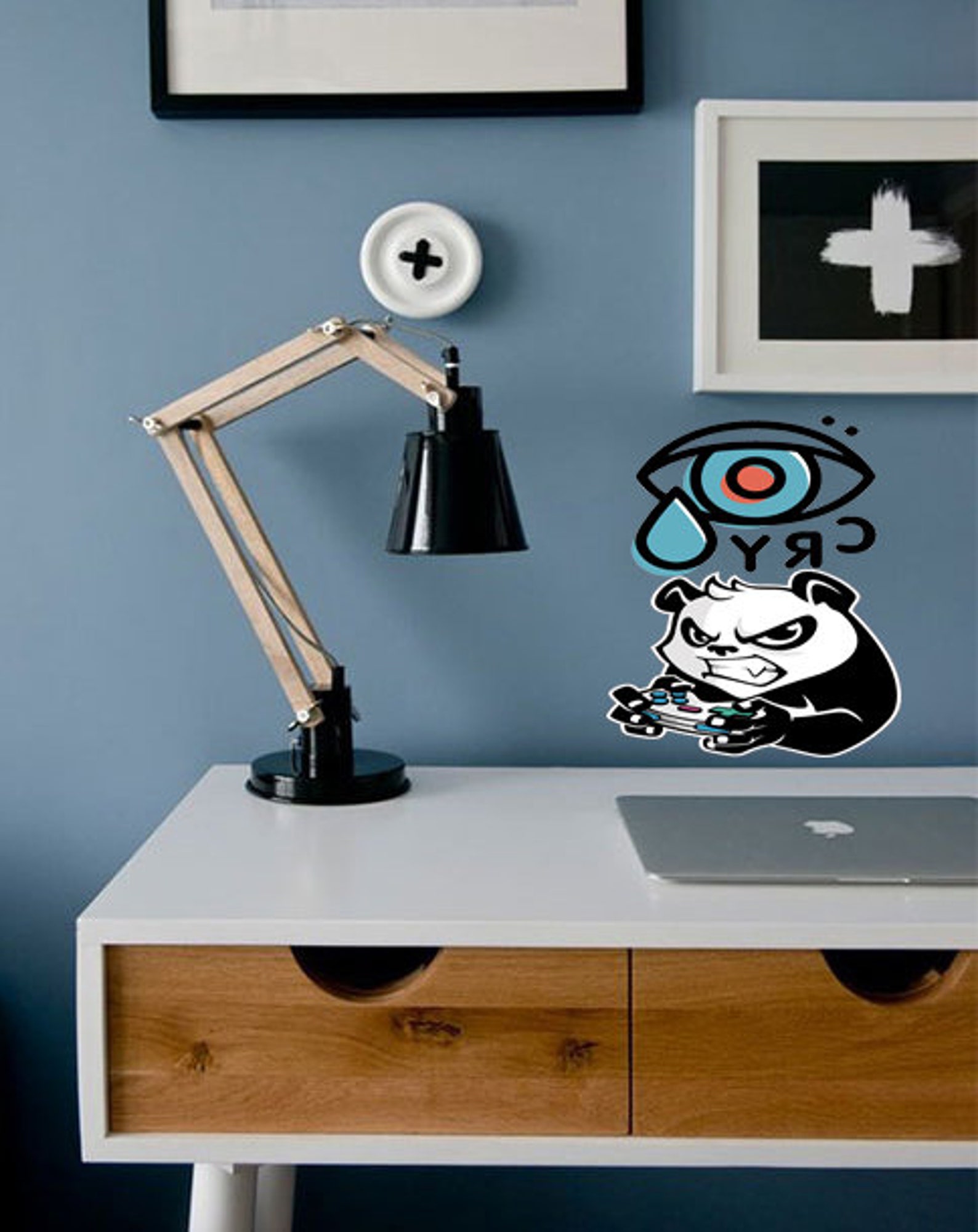 Wall Decal Gamer Panda Art Stickers Eye, Children's Wall Sticker Player ...