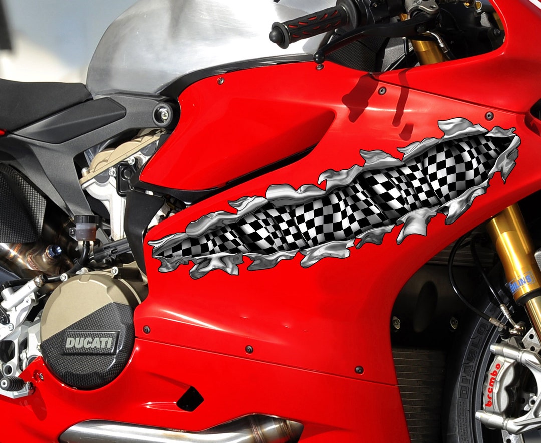 3D Racing Flag Bike Vinyl Graphics, Checkered Flag Bike Sticker ...