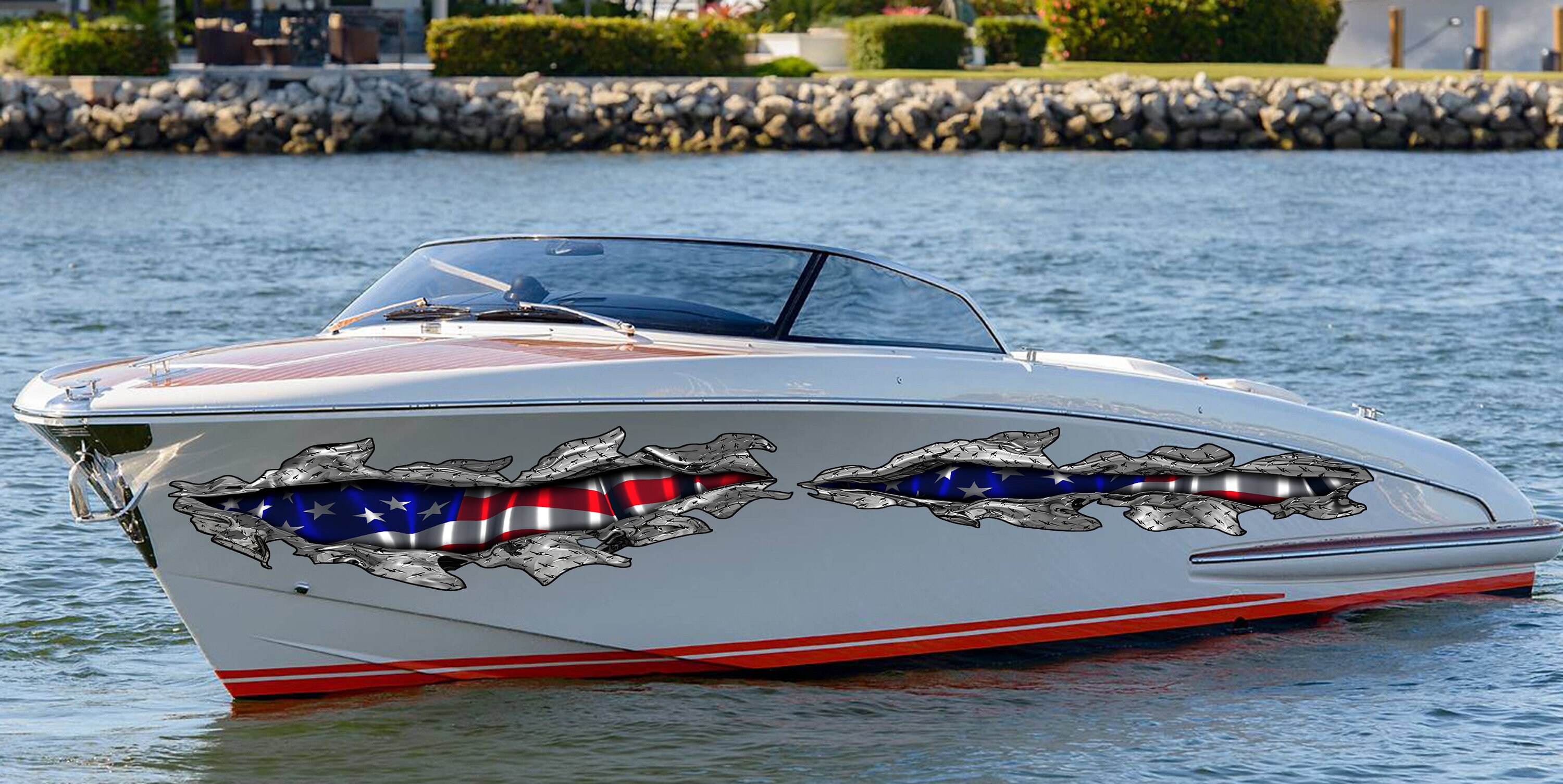 3D US Flag Boat Sticker Full Color USA Flag Boat Decal - Etsy