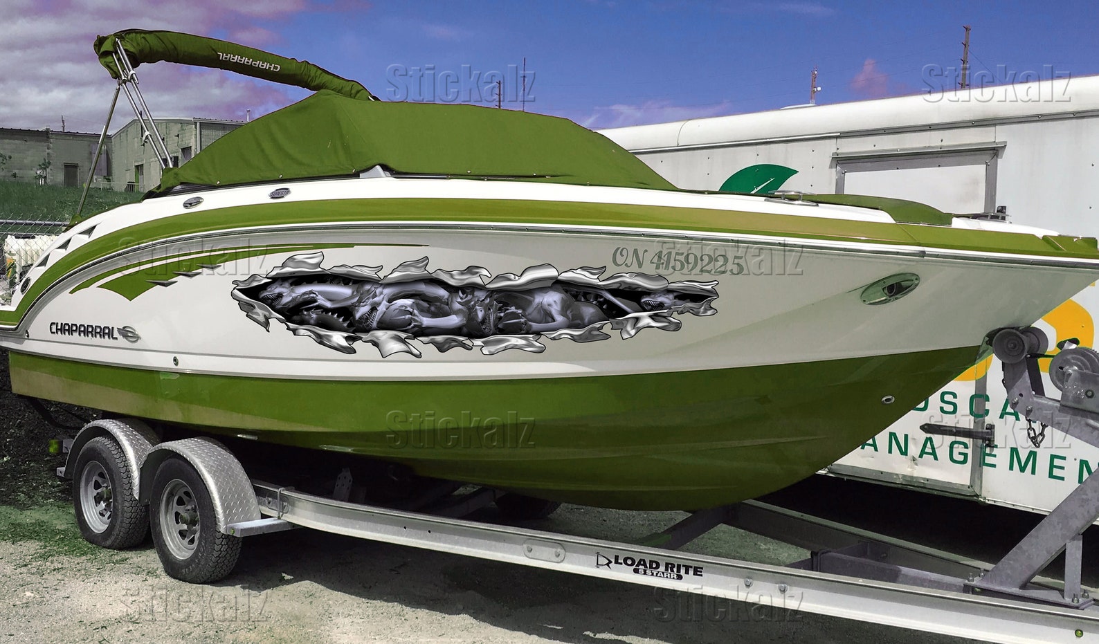 3D Watercraft Graphic Dragons Boat Wrap Ripped Metal Full Color Speed ...