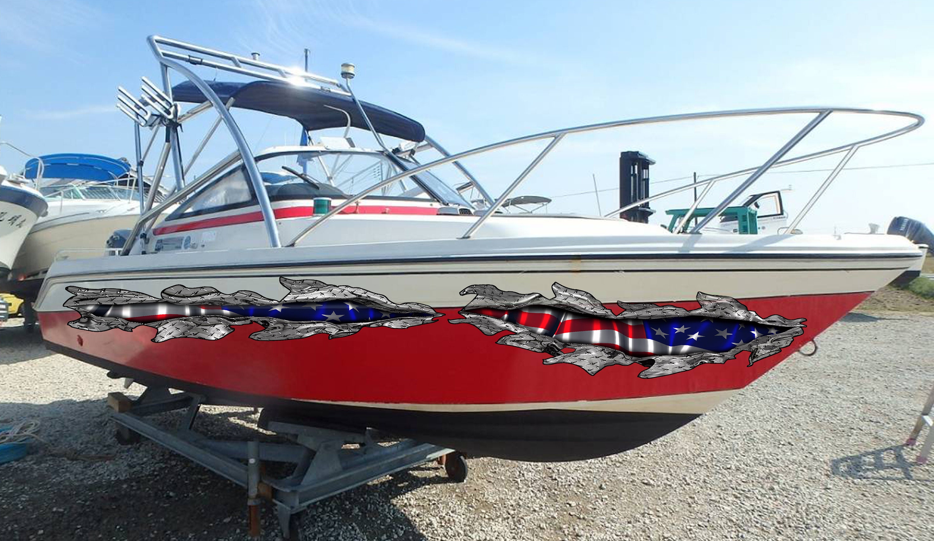 3D US Flag Boat Sticker Full Color USA Flag Boat Decal - Etsy