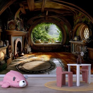 3D Hobbit House Nursery Wall Mural – Cozy Fairy Tale Nursery Decor - Etsy