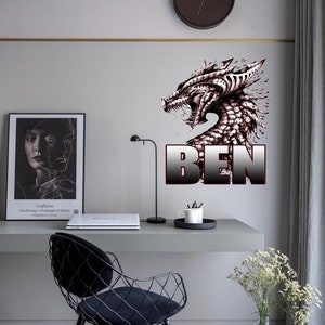 Dragon Custom Name Wall Decal, Personalized Sticker, Personalized Decal ...
