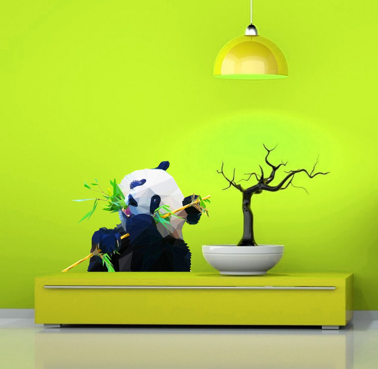 Panda Animal Polygonal Wall Decal, Panda Polygon Sticker, Modern Wall ...