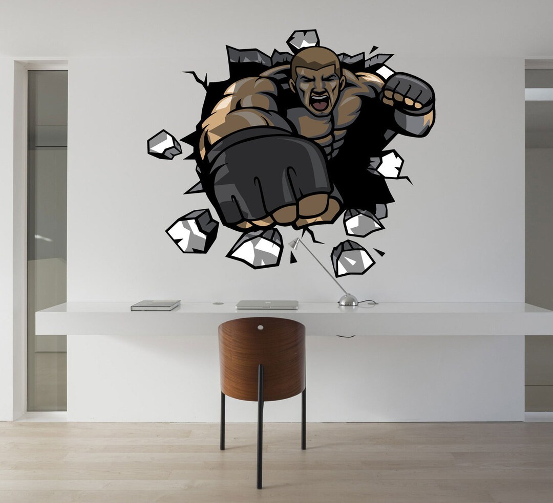 Boxing MMA Wall Decal, Vinyl Decal Boxing Boxer Fight Sports Decor Wall ...