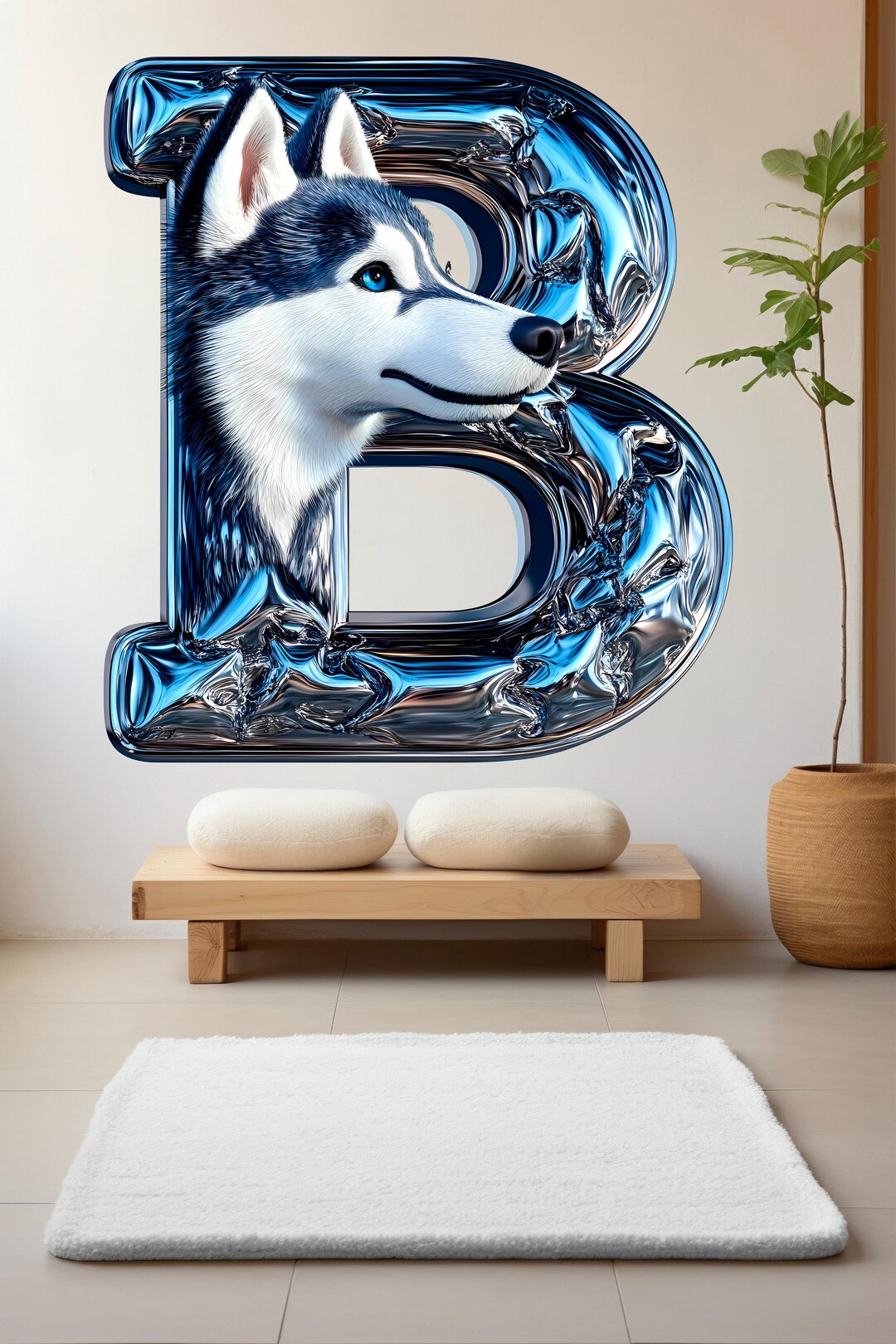 Customizable Letter 3D Husky Vinyl Sticker | Personalized Arctic Dog ...