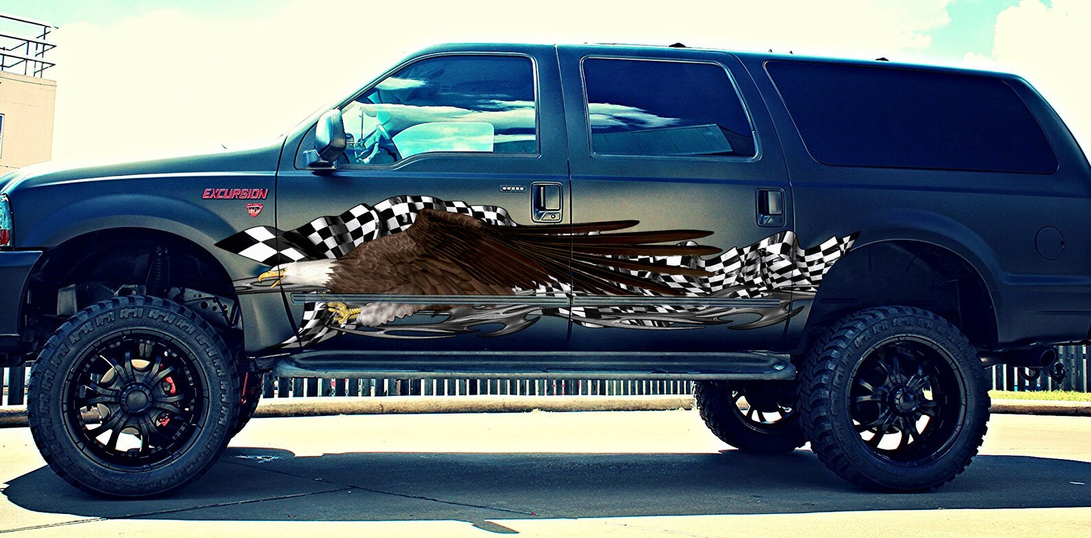 3D Bold Eagle Car Wrap Checkered Vinyl Racing Graphics - Etsy