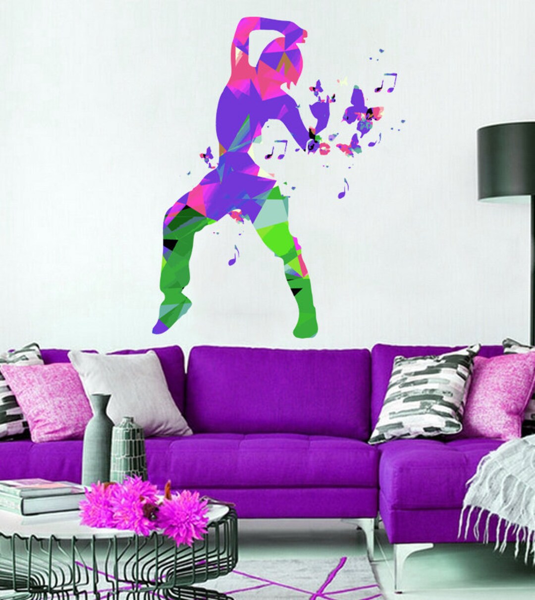 Dancer Dance Polygonal Wall Decal, Dancer Dance Polygon Sticker,modern ...