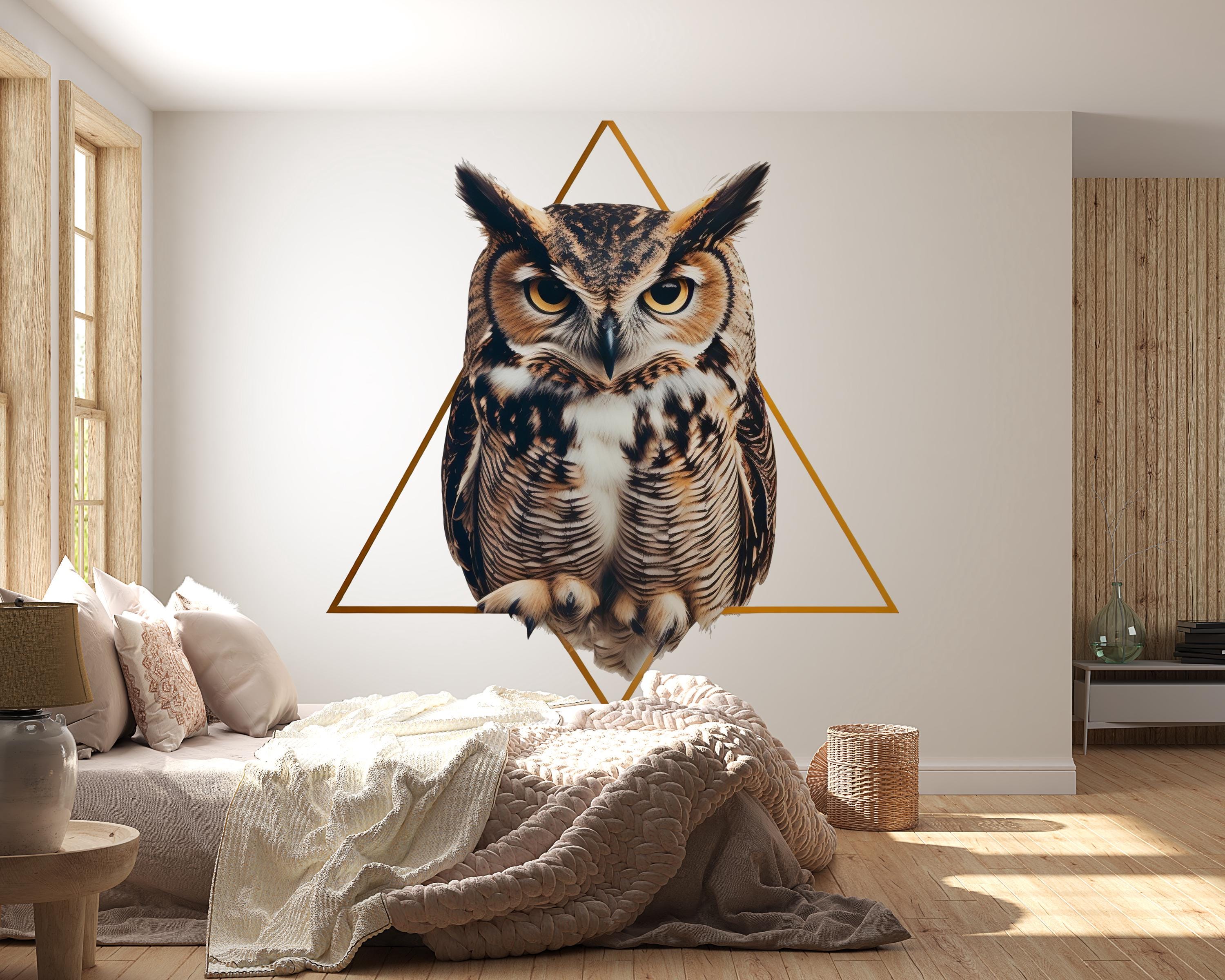 Geometric Owl Wall Decal Modern Animal Wall Art Peel and Stick Owl Wall ...