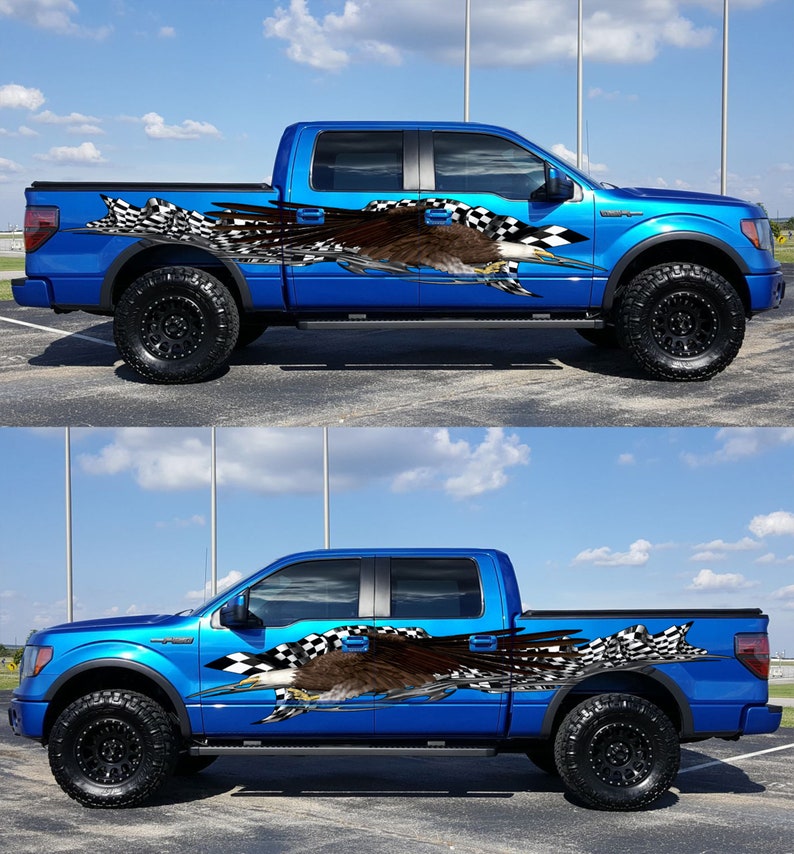 3D Bold Eagle Car Wrap Checkered Vinyl Racing Graphics - Etsy