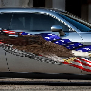 American Flag Car Sticker, Big Flag Decals, Tribal Side Graphics, US ...