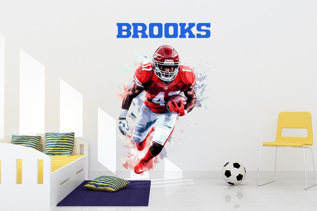 Personalized Football Player Decal / Custom Name Sports Wall Sticker ...