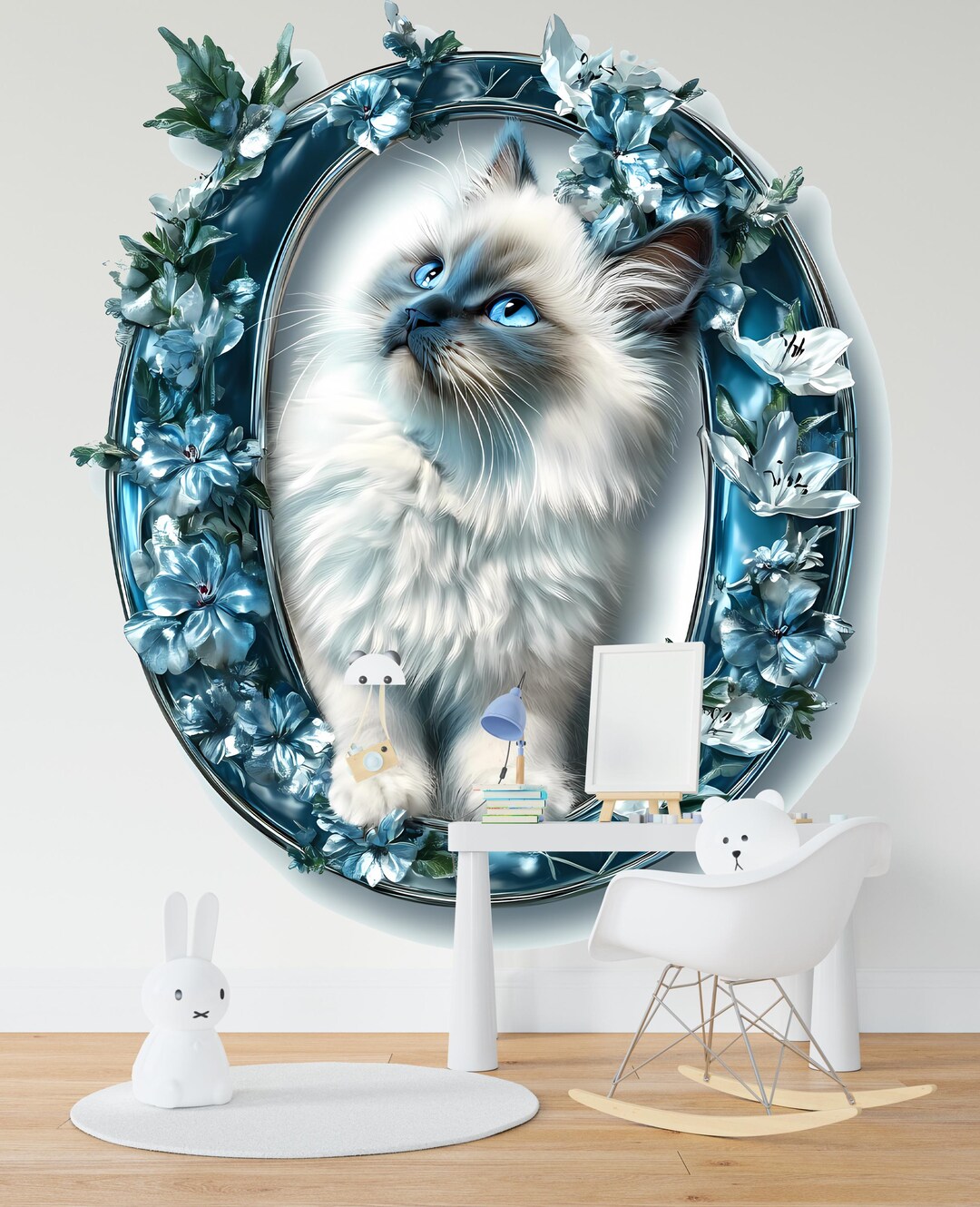 Fluffy Cat 3D Vinyl Sticker | Personalized Cat Letter Decal for Walls ...