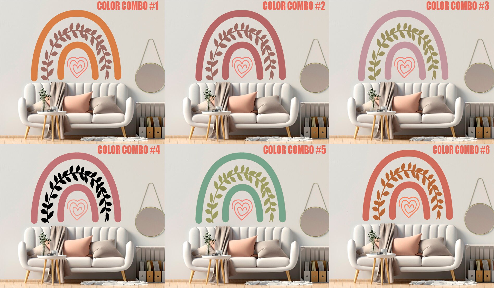 Rainbow Wall Decals Large, Boho Rainbow Wall Decor for Girls Kids ...