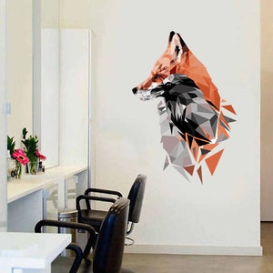 Fox Face Polygonal Wall Decal, Fox Polygon Sticker, Modern Wall Art ...
