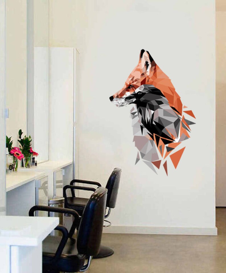Fox Face Polygonal Wall Decal Fox Polygon Sticker Modern - Etsy