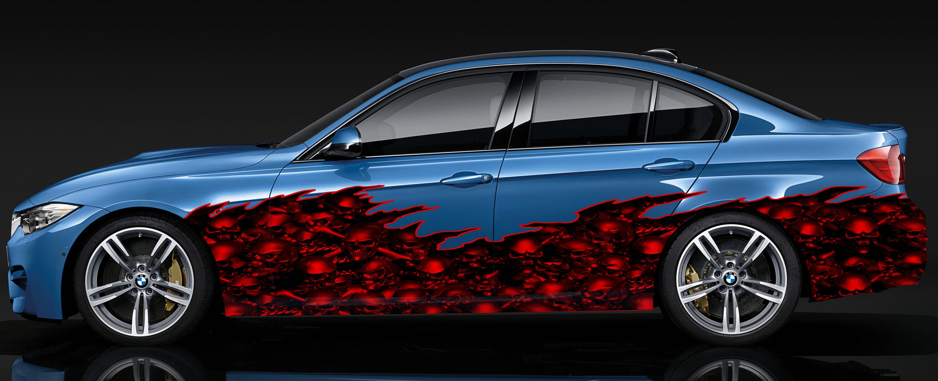 3D Skull Car Decal – Full Graphic Car Wrap, Aggressive Skull Vinyl ...