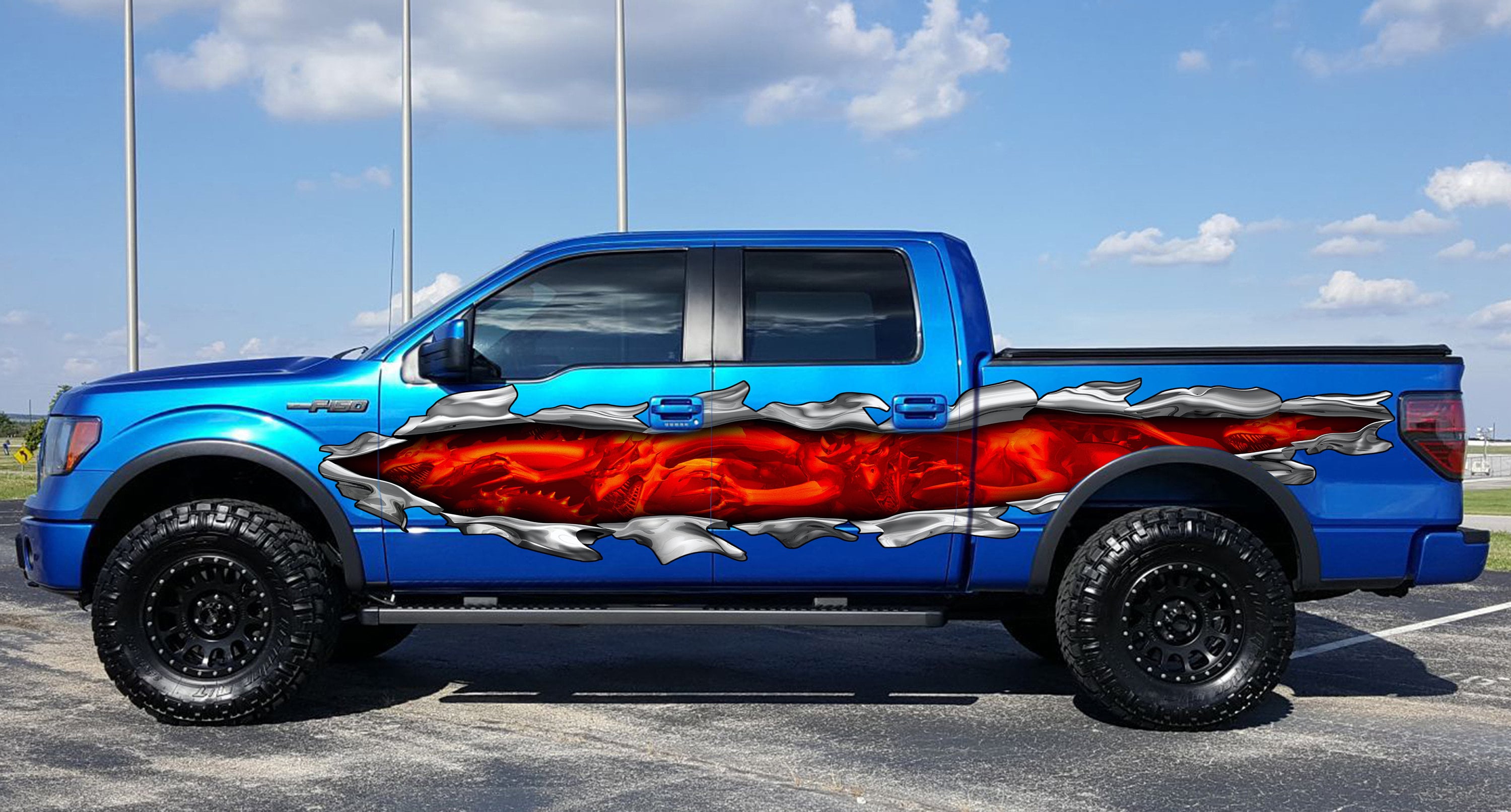 Ripped Metal Full Color Car Vinyl Design 3D Dragons Racing - Etsy