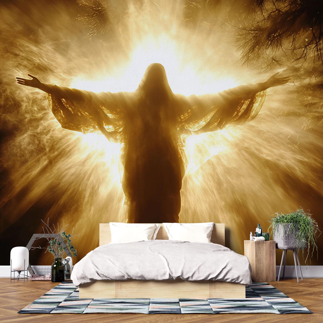 Divine Jesus Christ Religious Wall Mural | 3D Spiritual Decor for Home ...