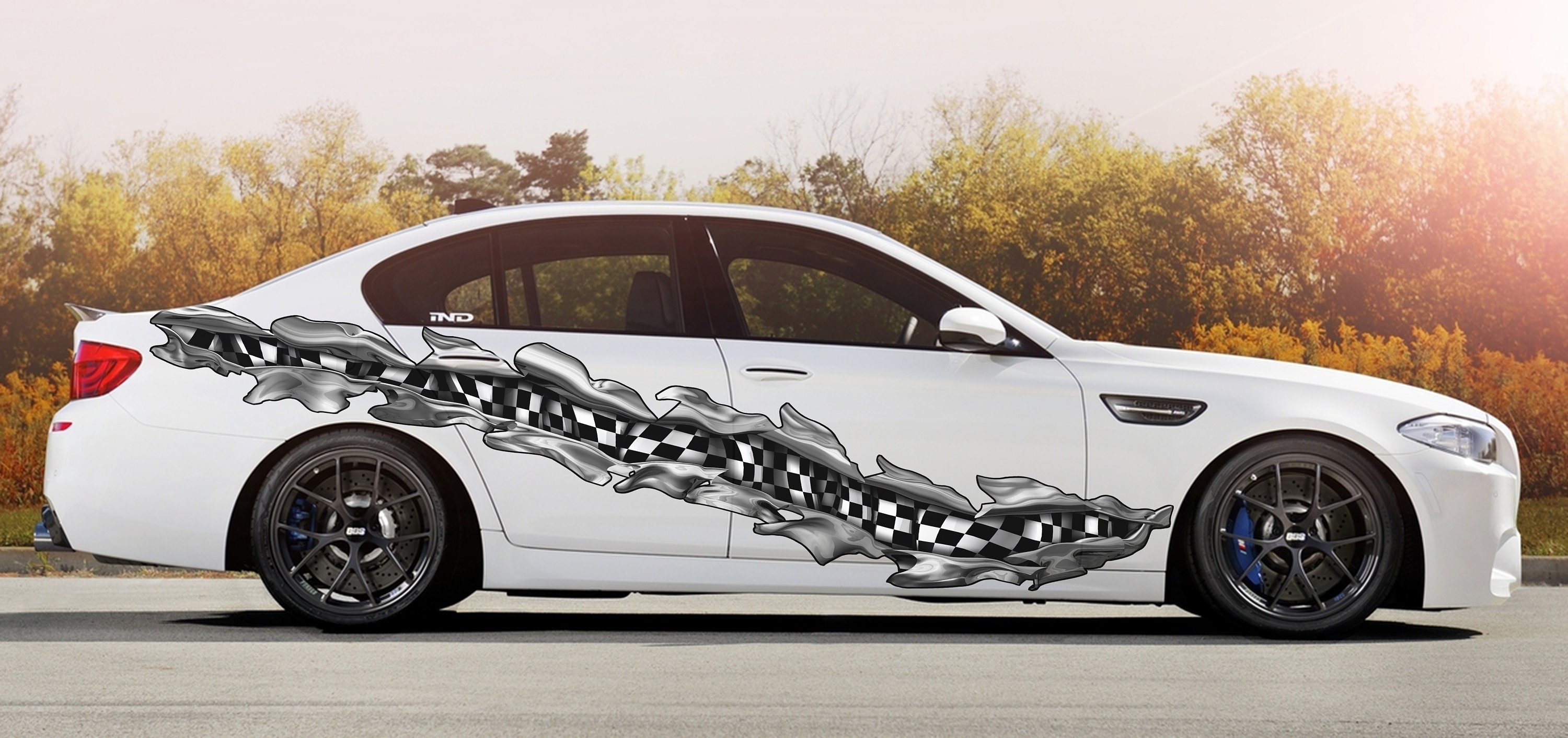 Checkered Flag Car Decal 3D Racing Flag Full Color Car Side - Etsy