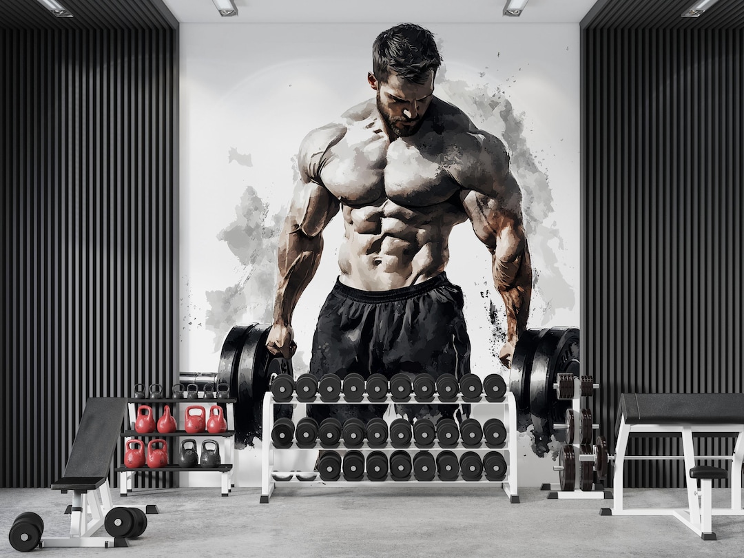 Personalized Gym Wallpaper / Custom Name Fitness Wall Mural / Workout ...