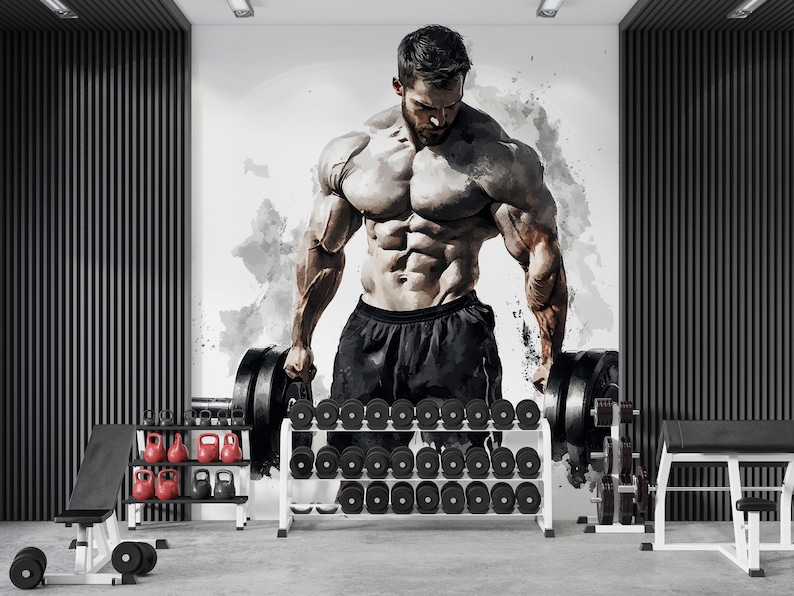 Personalized Gym Wallpaper / Custom Name Fitness Wall Mural / Workout ...