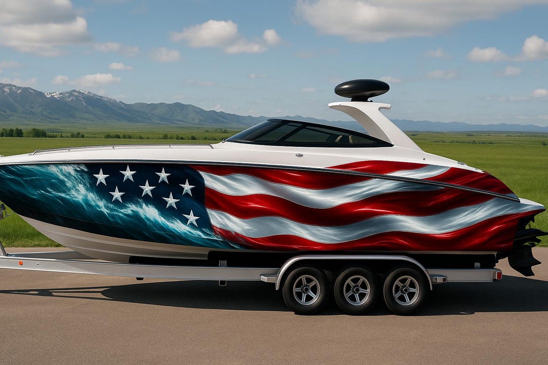 Ocean Glory Boat Wrap – American Flag Vinyl Wrap – Patriotic Marine ...
