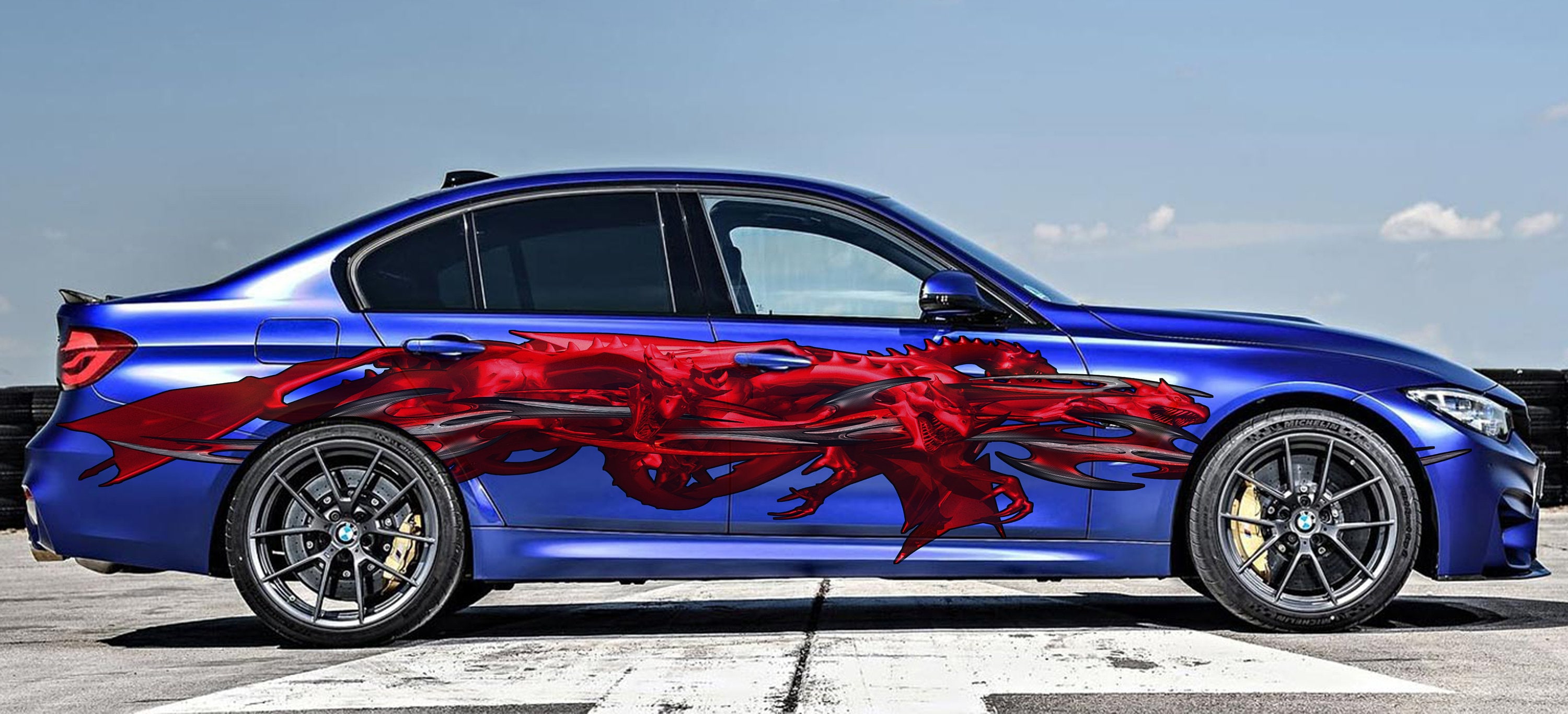 Red Tribal Dragon Car Decal 3D Tribal Dragon Car Wrap 3D - Etsy