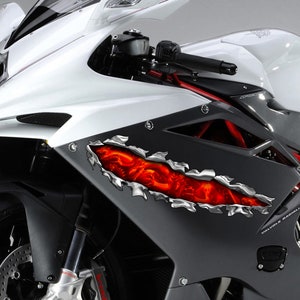 Red Dragon Motorcycle Stickers, Dirt Bike Wrap, Flames Dragons Ripped ...
