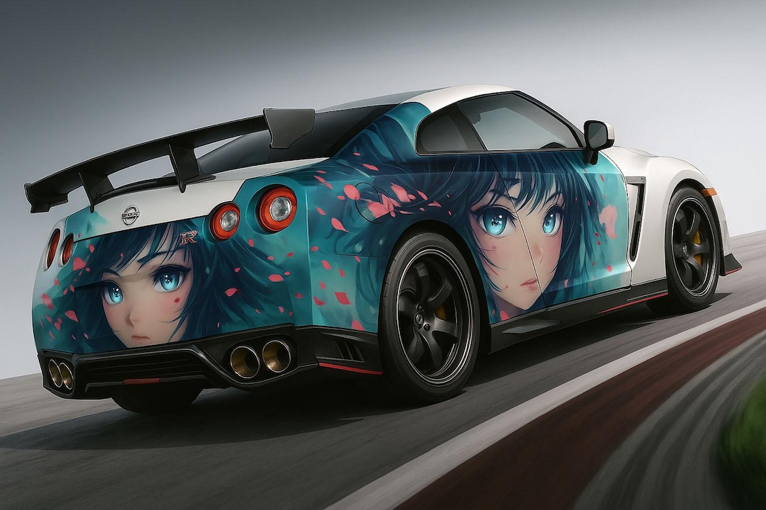 Anime Car Wrap – Custom Vinyl Vehicle Wrap Featuring Blue-haired Girl ...