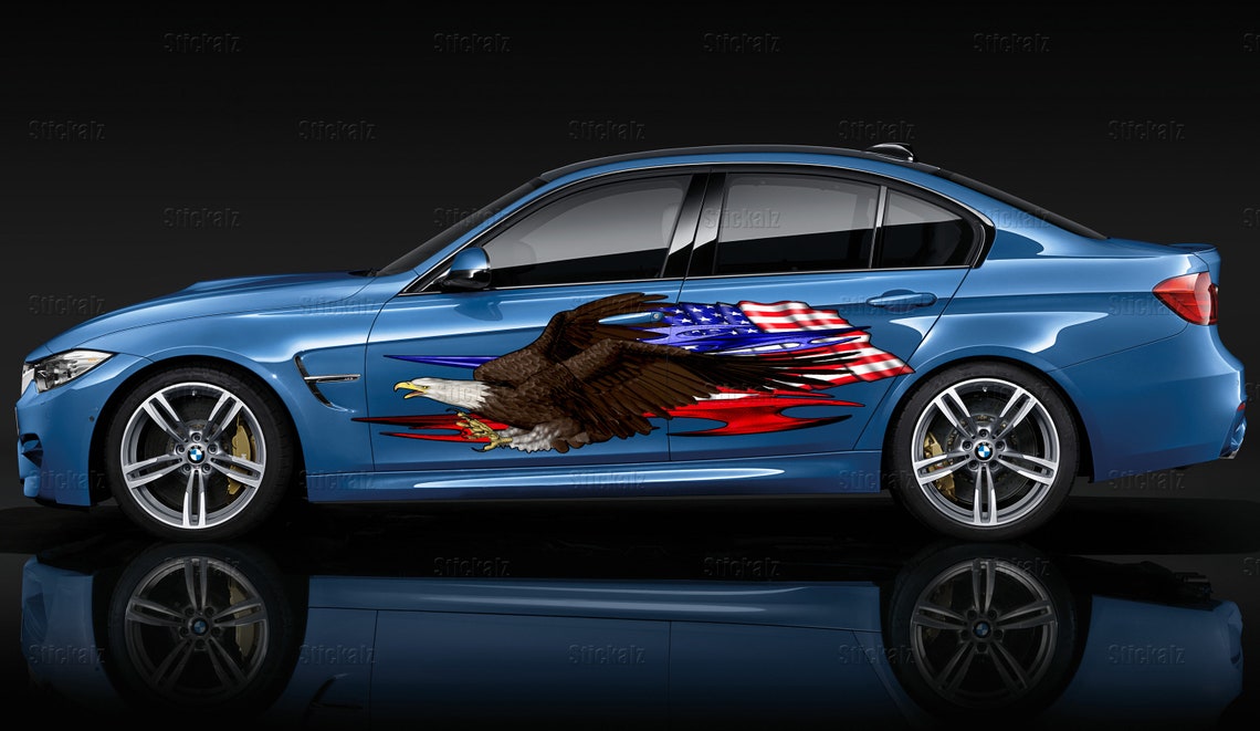 American Flag Decal Full Color Car Side Graphics Vinyl Sticker | Etsy