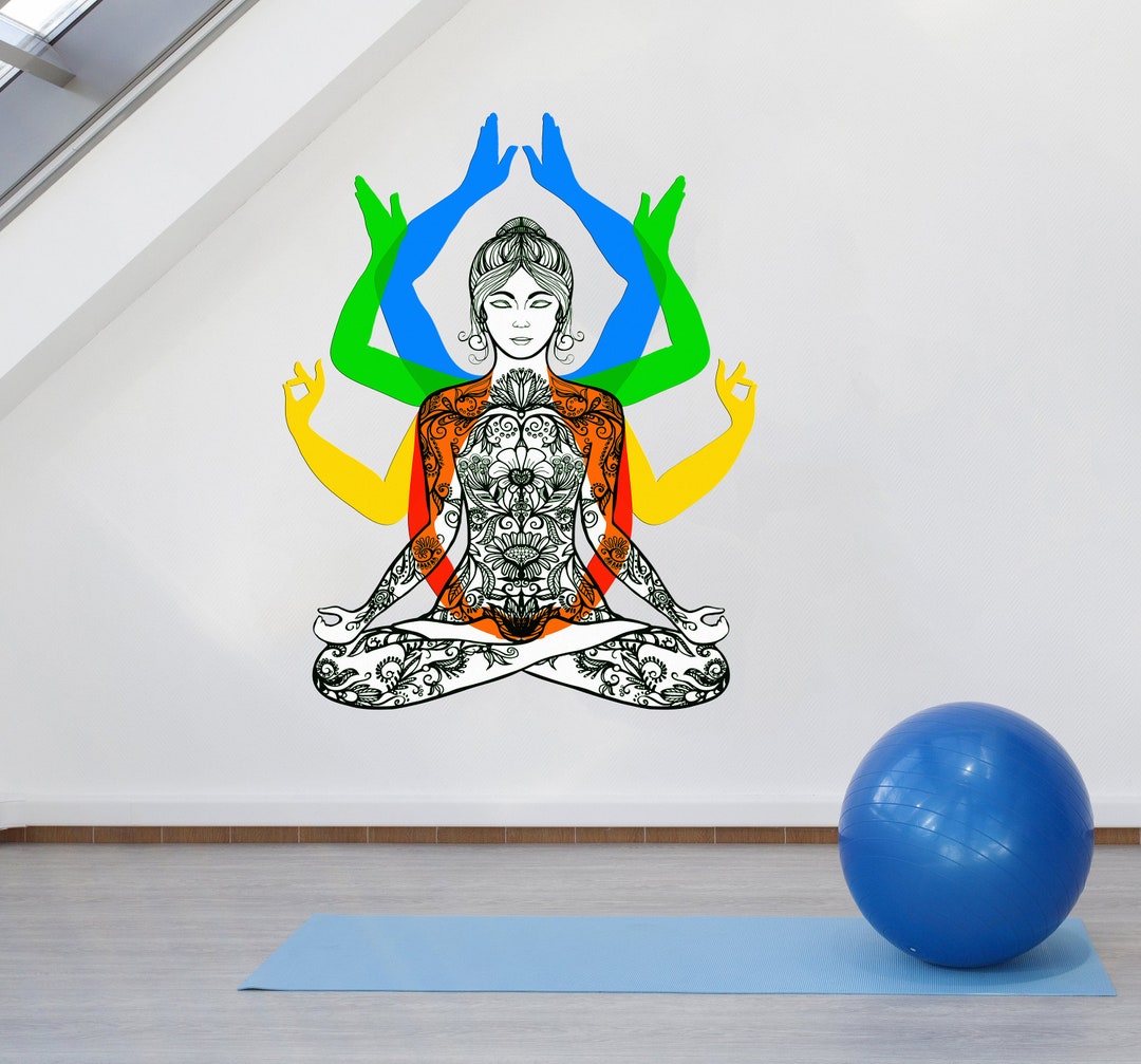 Wall Decal Art Stickers Meditation Girl, Wall Sticker Lakshmi Goddess ...