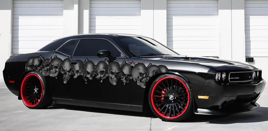 Skull Car Decal – Full Color Vinyl Graphic – Tribal Street Racing ...