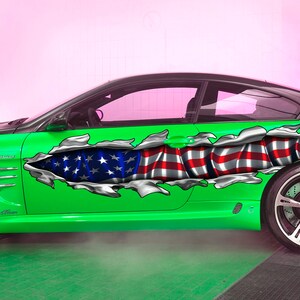 American Flag Full Color Car Side Graphics, USA Flag Car Vinyl Sticker ...