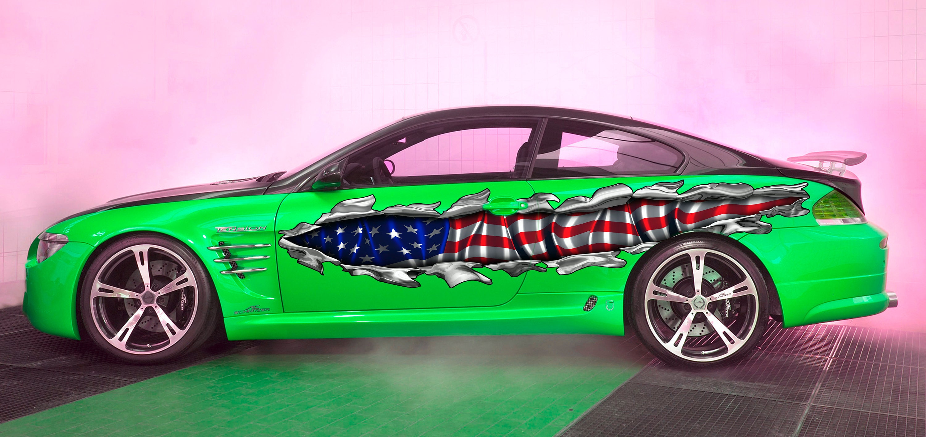 American Flag Full Color Car Side Graphics, USA Flag Car Vinyl Sticker ...