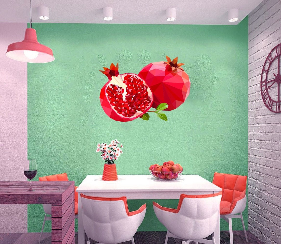 Pomegranate Fruit Polygonal Wall Decal Pomegranate Fruit Polygon ...