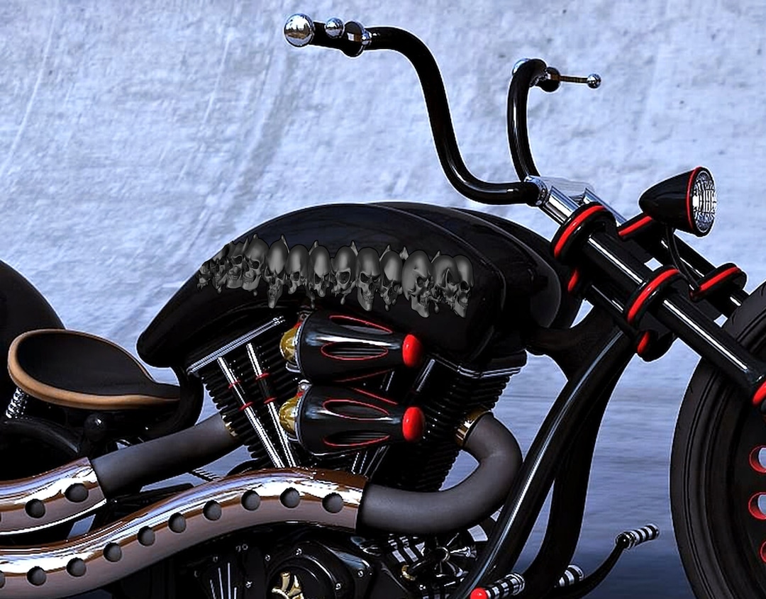 Flame Skull Decal, Skull Crotch Rocket Wrap, Skull Chopper Graphics, 3D ...