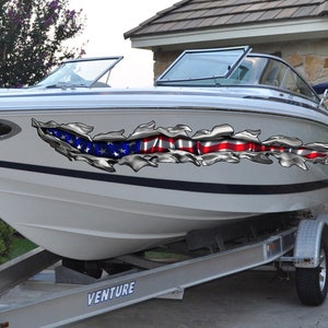 Full Color USA Flag Boat Decal, Full Color US Flag Boat Sticker ...