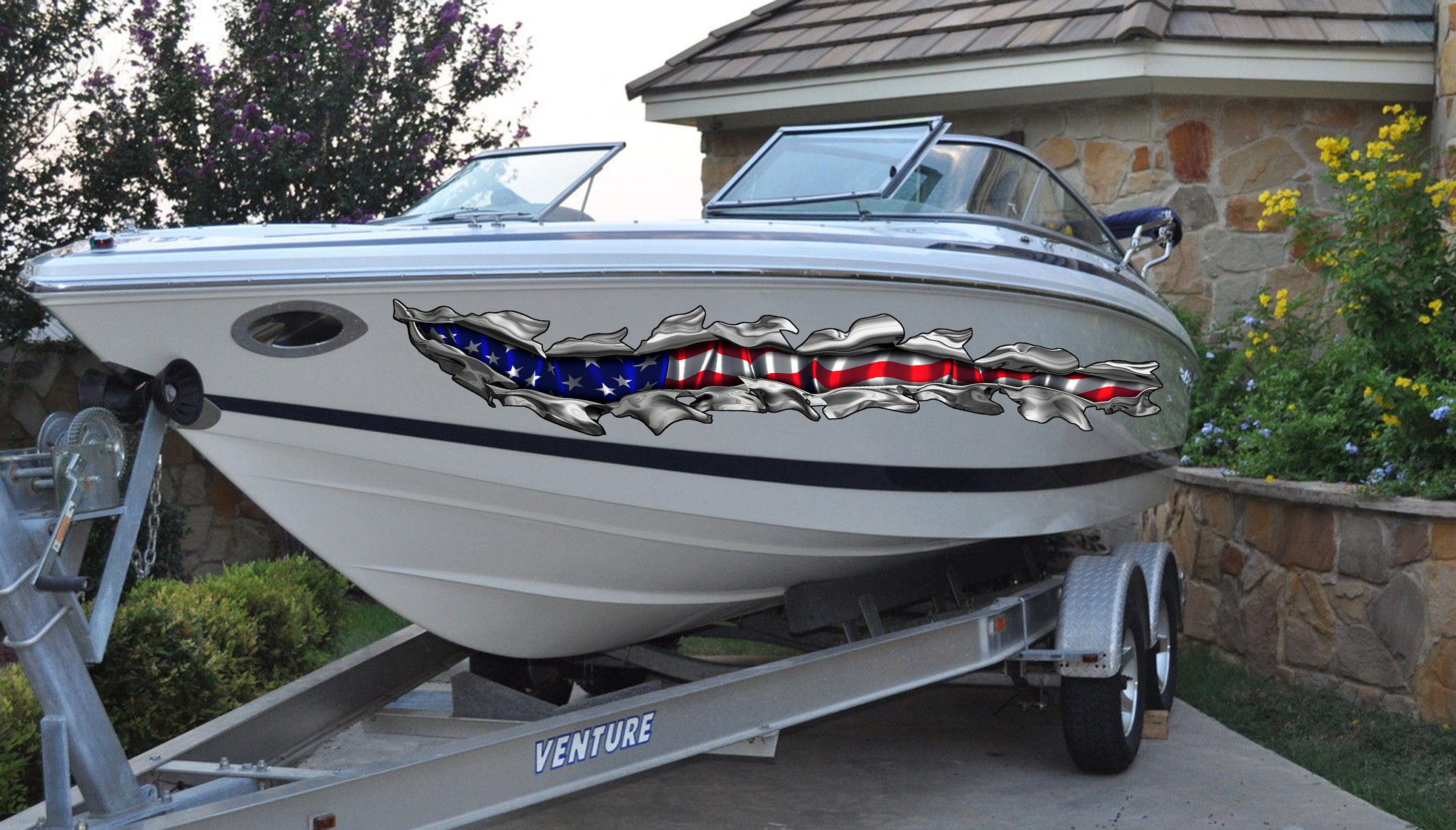 Full Color USA Flag Boat Decal Full Color US Flag Boat - Etsy