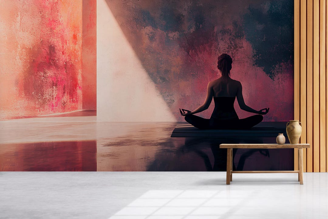 Minimalist Yoga Wall Mural – Modern Meditation Wallpaper – Zen ...