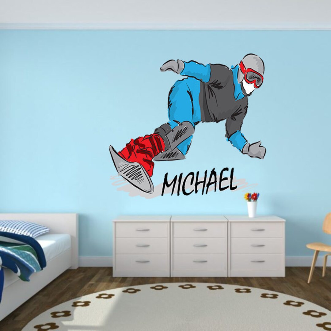 Personalized Custom Snowboarding Wall Decal - Choose Your Name Custom ...