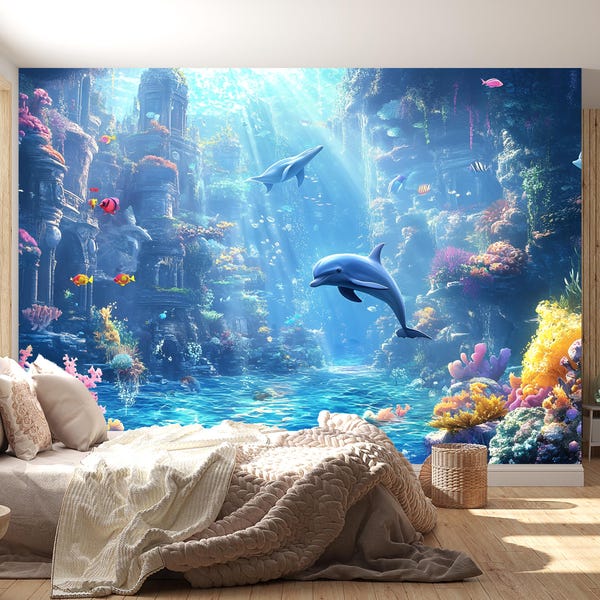 Dolphin Wallpaper Murals - Etsy