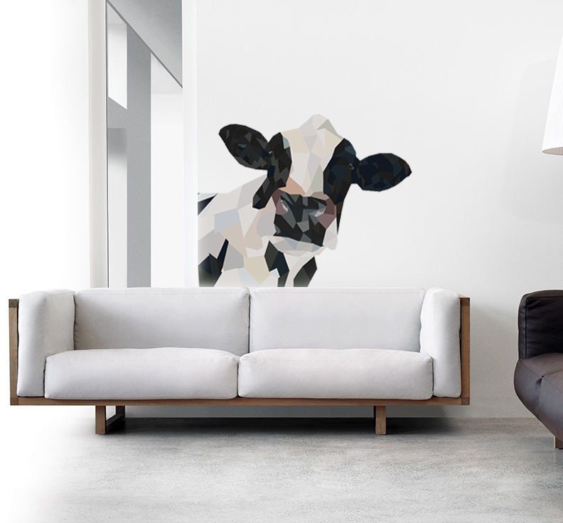Cow Animal Polygonal Wall Decal, Cow Polygon Sticker,modern Wall Art ...