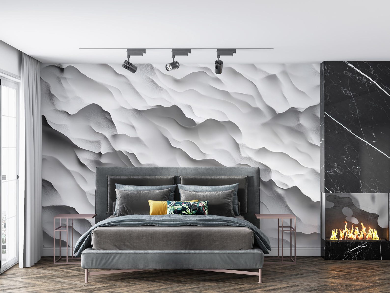 Wavy 3D Texture Wallpaper – Abstract Wave Wall Mural – Modern Illusion ...