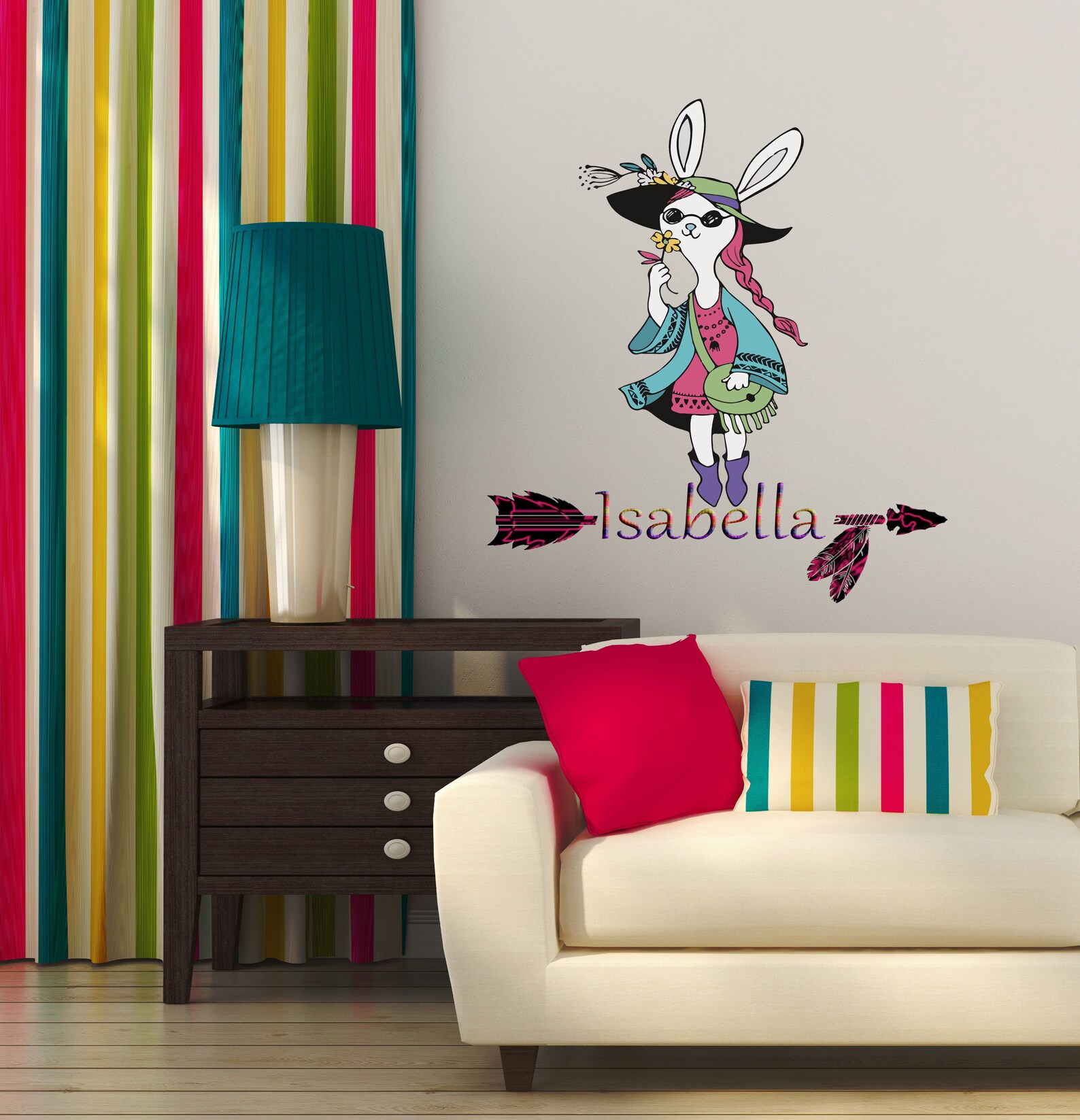 Wall Decal Art Stickers Boho Girl Arrow Personalized Sticker - Etsy
