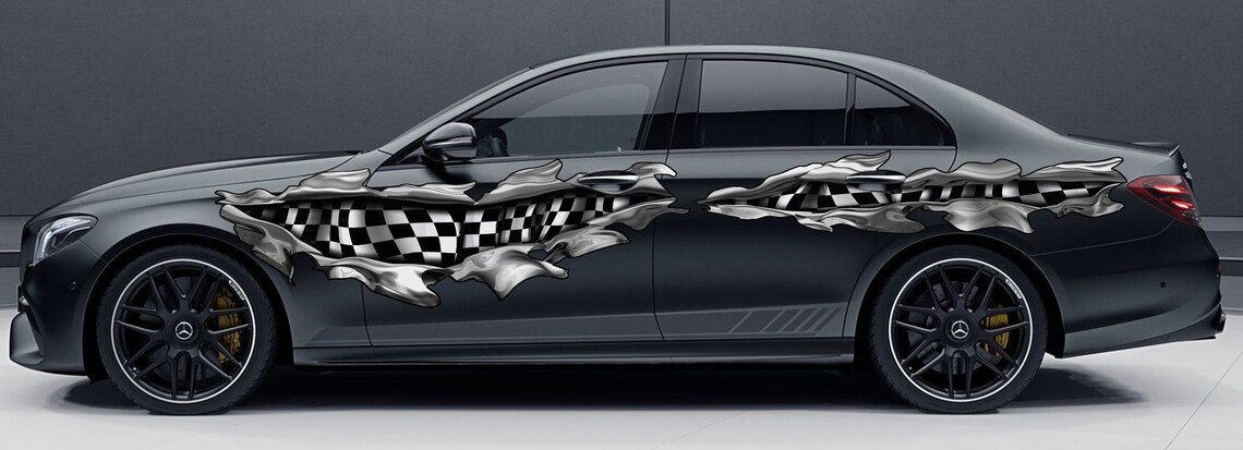 3D Checkered Flag Car Wrap Ripped Metal Racing Flag Car - Etsy